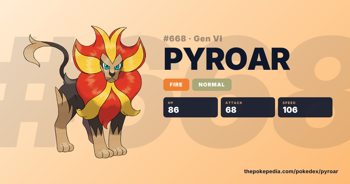 Pyroar (#668) – Fire/Normal Pokemon | Pokepedia